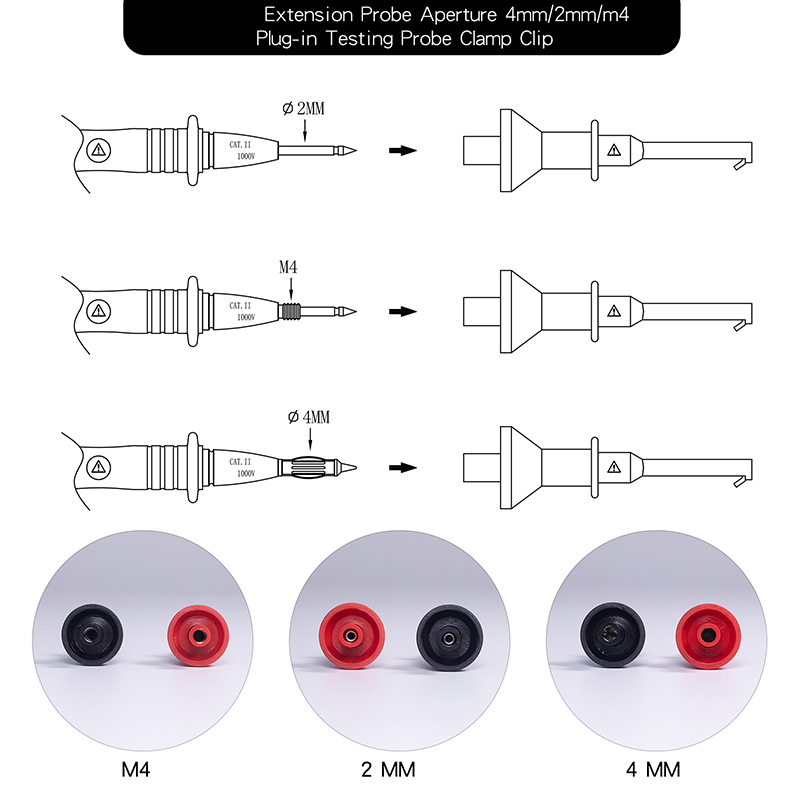 Multimeter Probe Hook 4mm Threaded Socket Smd Ic Clamp Spring Damage ...