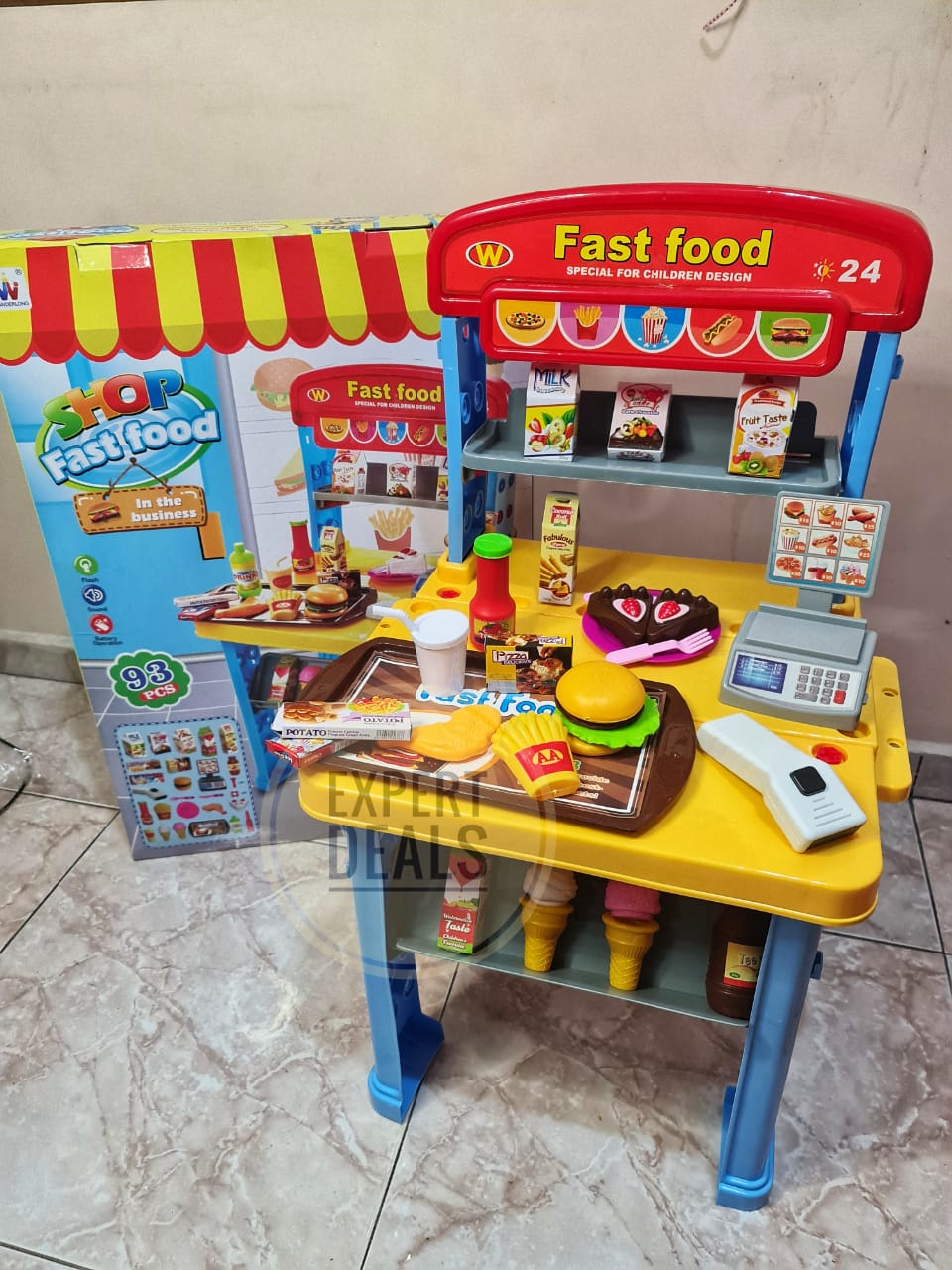 New Arrival Large Pretend Play 2 in 1 Fast Food shop Toy Kitchen Set ...
