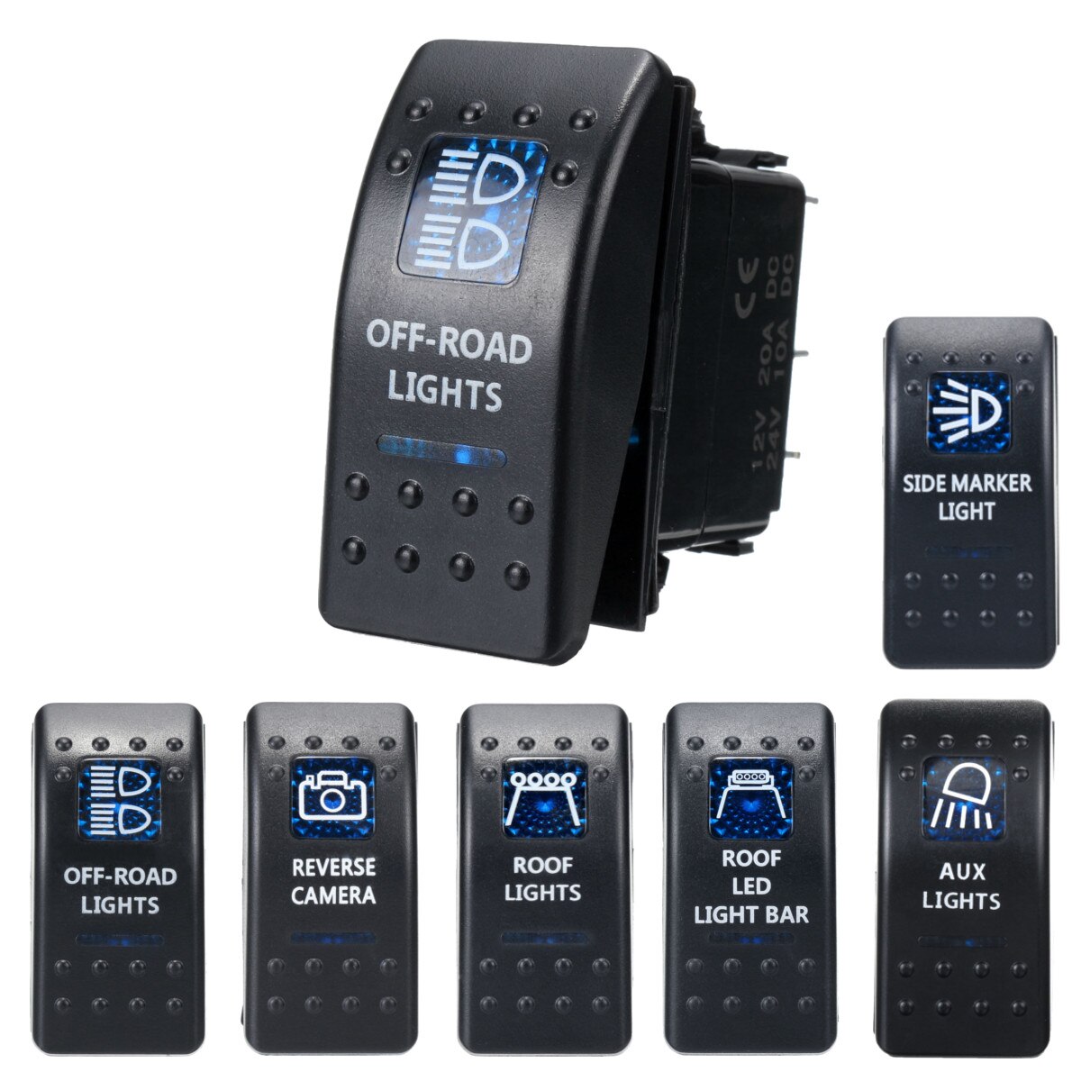 【Aux Lights】 12V 24V 4x4 Boat Caravan Rocker Switches Waterproof Rocker ...
