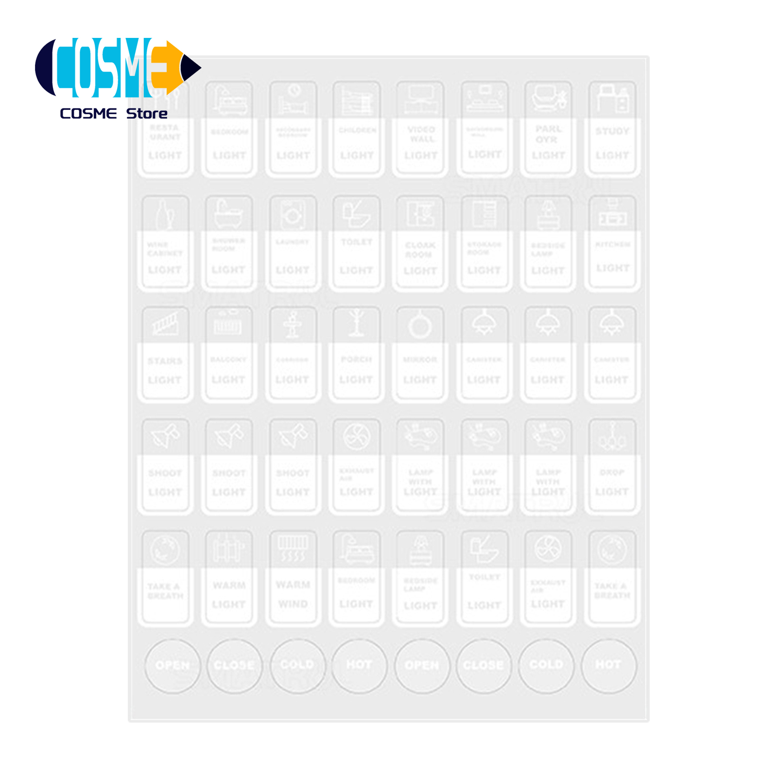 1 Sheet Appliances Icon Logos English Print Self-adhesive Great ...