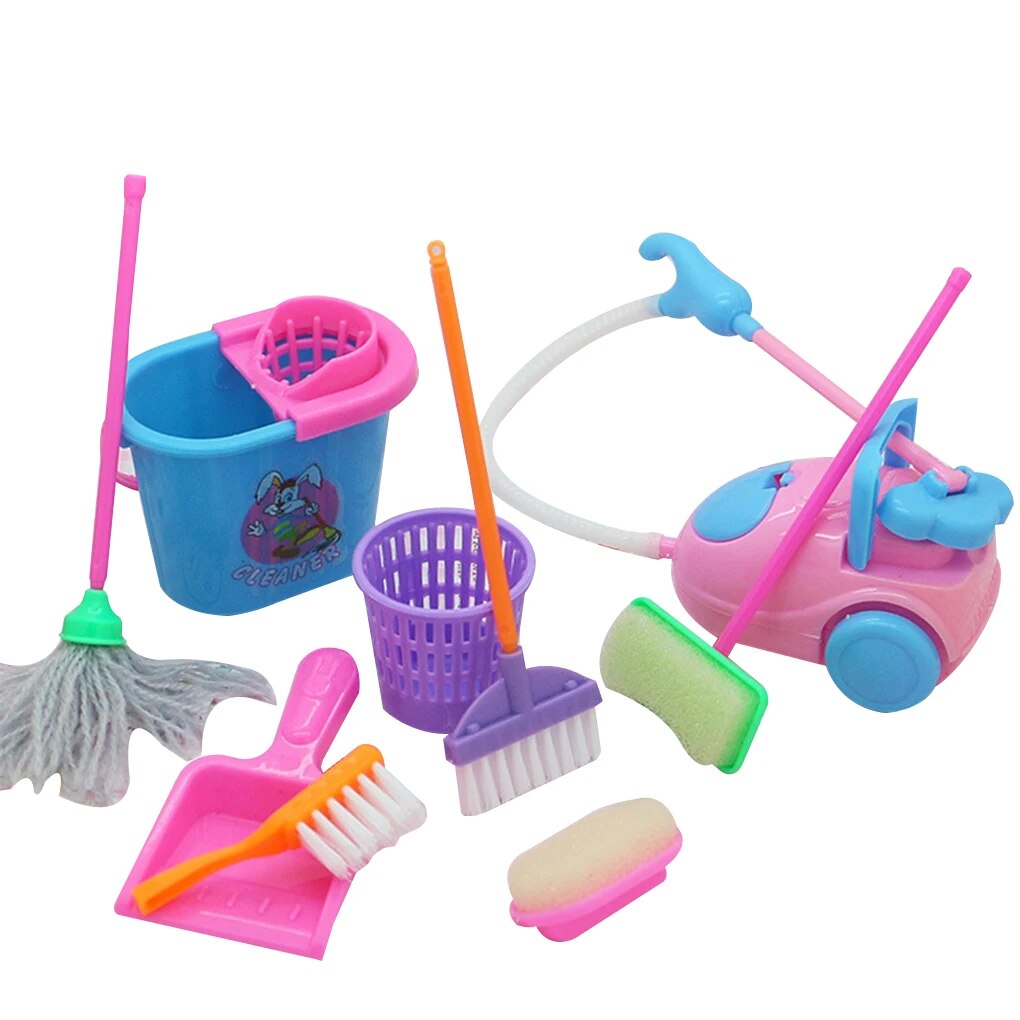 9pcs set Mini Play Mop Broom Toys Cute Toddler Kids Cleaning Sweeping Tools Kit Clean Boys Girls Fun Educational Kid Toy Daraz.lk