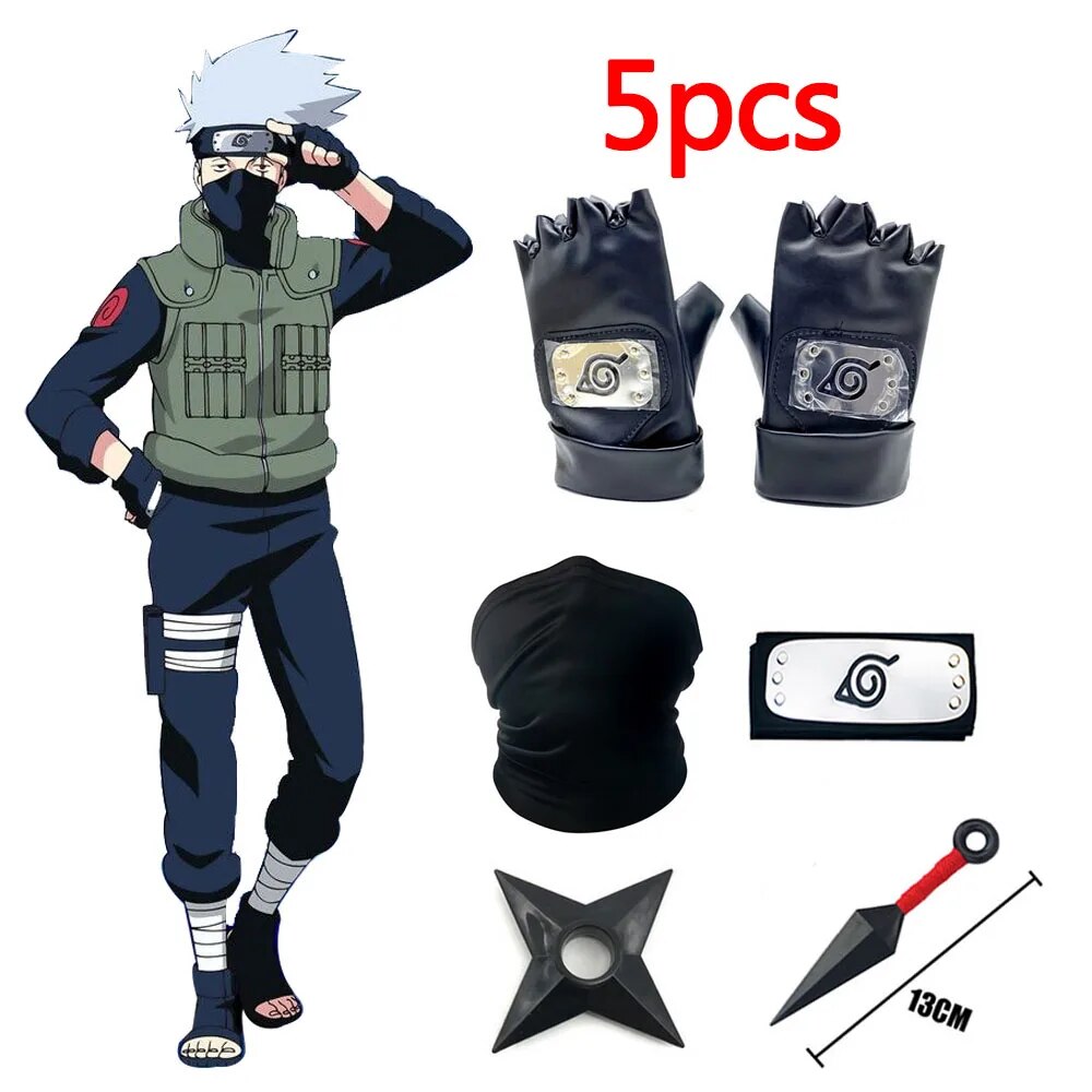 Anime Naruto Cosplay Set Uchiha Itachi Kakashi NARUTO Gloves Kunai Mask ...