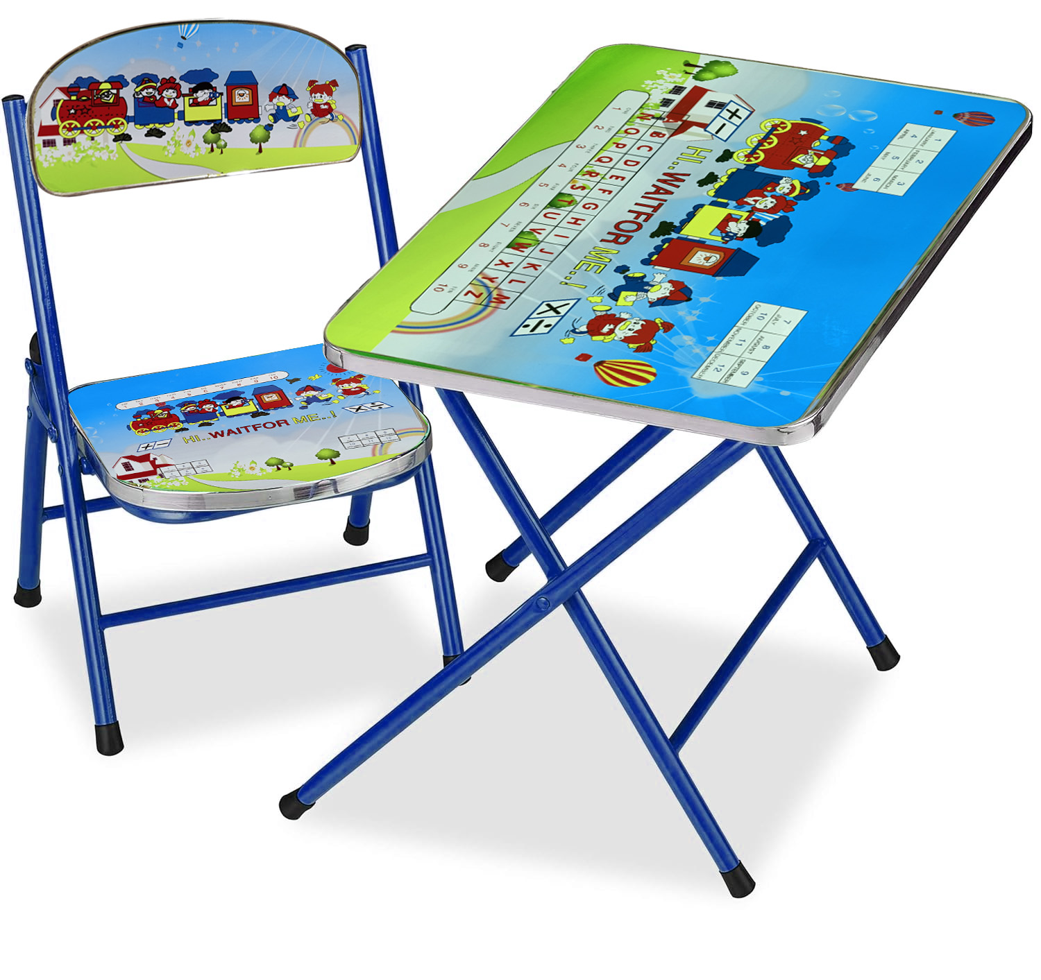 Kids Folding Table And Chair Set, Portable Children's Cartoon Activity ...