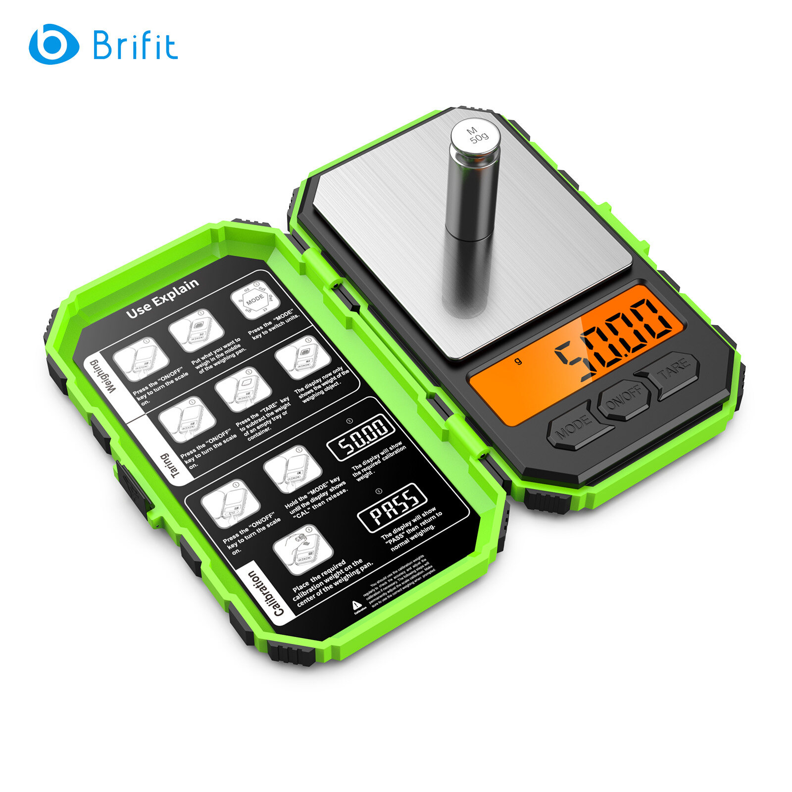 Brifit Digital Mini Scale, 200g 0.01g Upgraded Pocket Scale with 50g Calibration Weight ...