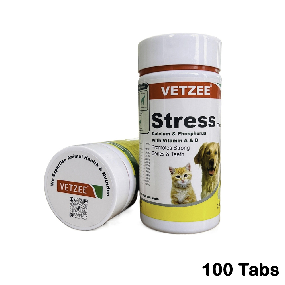 VETZEE Stress Tablets 100 Tablets Calcium and Phosphorous with Vitamin ...