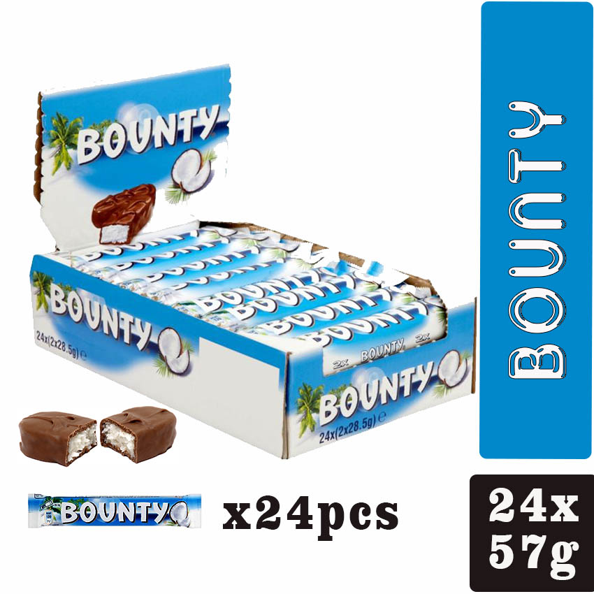 Bounty Chocolate Twin Bars 28.5g x 2 Bars x 24 Packs Box Coconut Cream ...