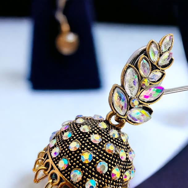 ESH Light gold Indian Vintage Bollywood dangle drop jhumka jimikki ...