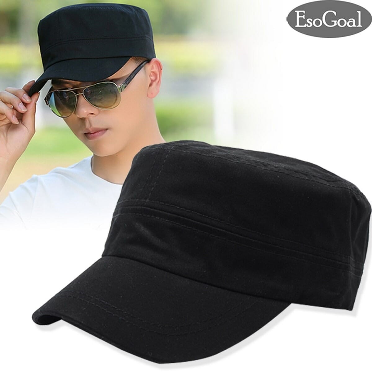 EsoGoal Mens Flat Hat Washed Cotton Outdoor Fashionable Solid Color ...