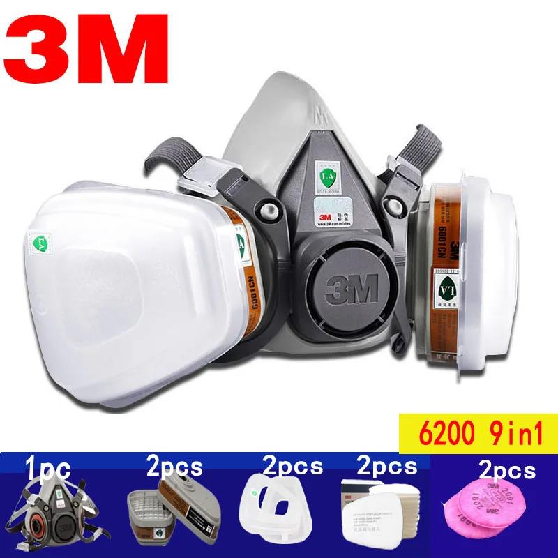3M 6200 Gas Mask for Spray Paint Decoration Chemical Dust Mask Body ...