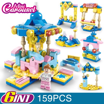 （New）6 In 1 Mini Building Block DIY Police Car Fire Truck Catle Model ...