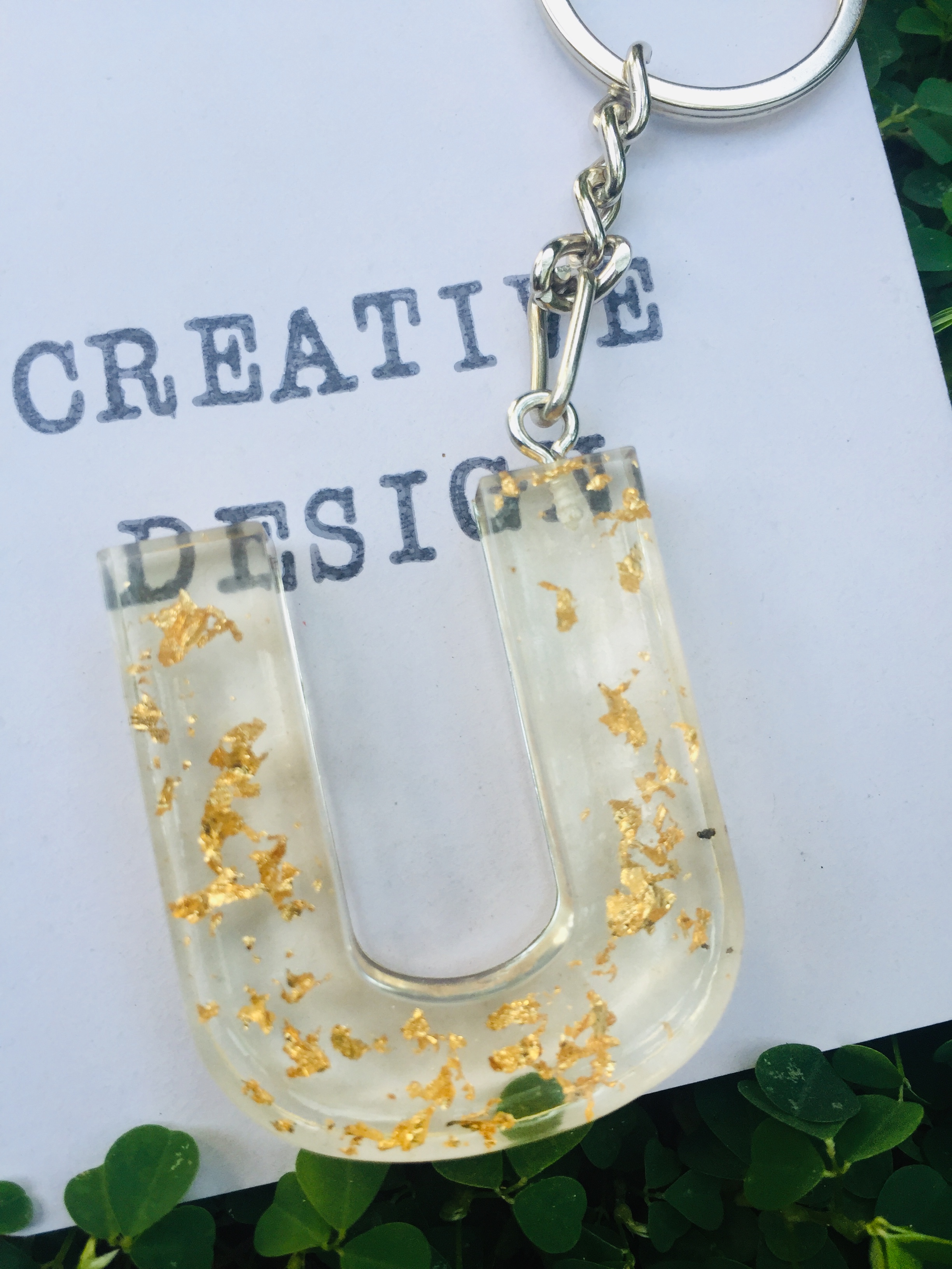 Clear Epoxy Resin English Letter Key Chain.26 English Letter A to Z ...