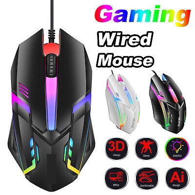 RGB Color LED Light 1200DPI Wired USB Optical Gaming Mouse X1 X7 T-Wolf Jeqang M66 Zornwee GM02 ...