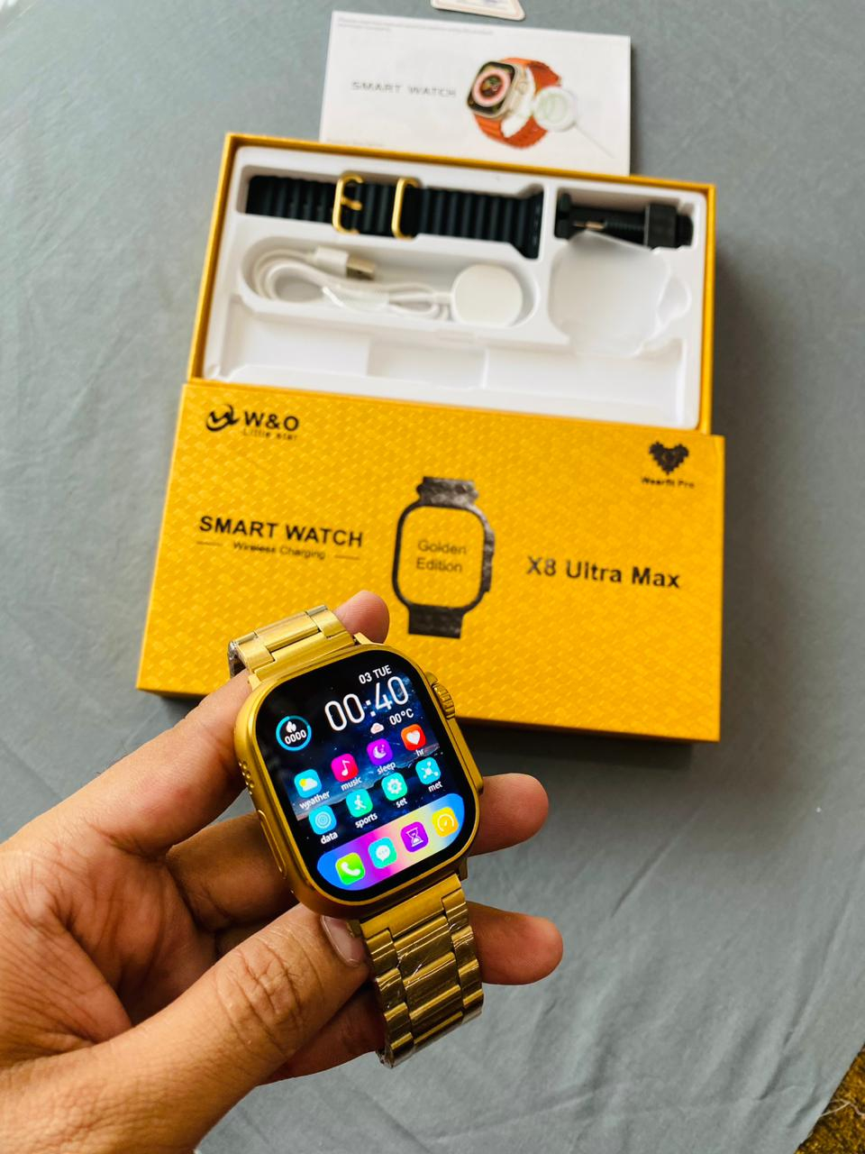 X8 Ultra Max Smartwatch Golden Edition with Extra Strap ( Black Color ...