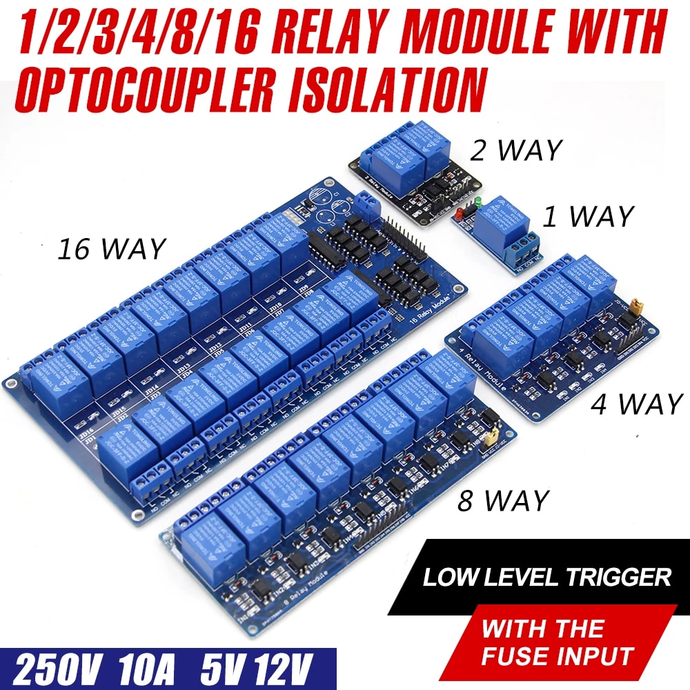 WAVGAT 5V 12V 1 2 4 6 8 channel relay module with optocoupler. Relay Output 1 2 4 6 8 way relay ...