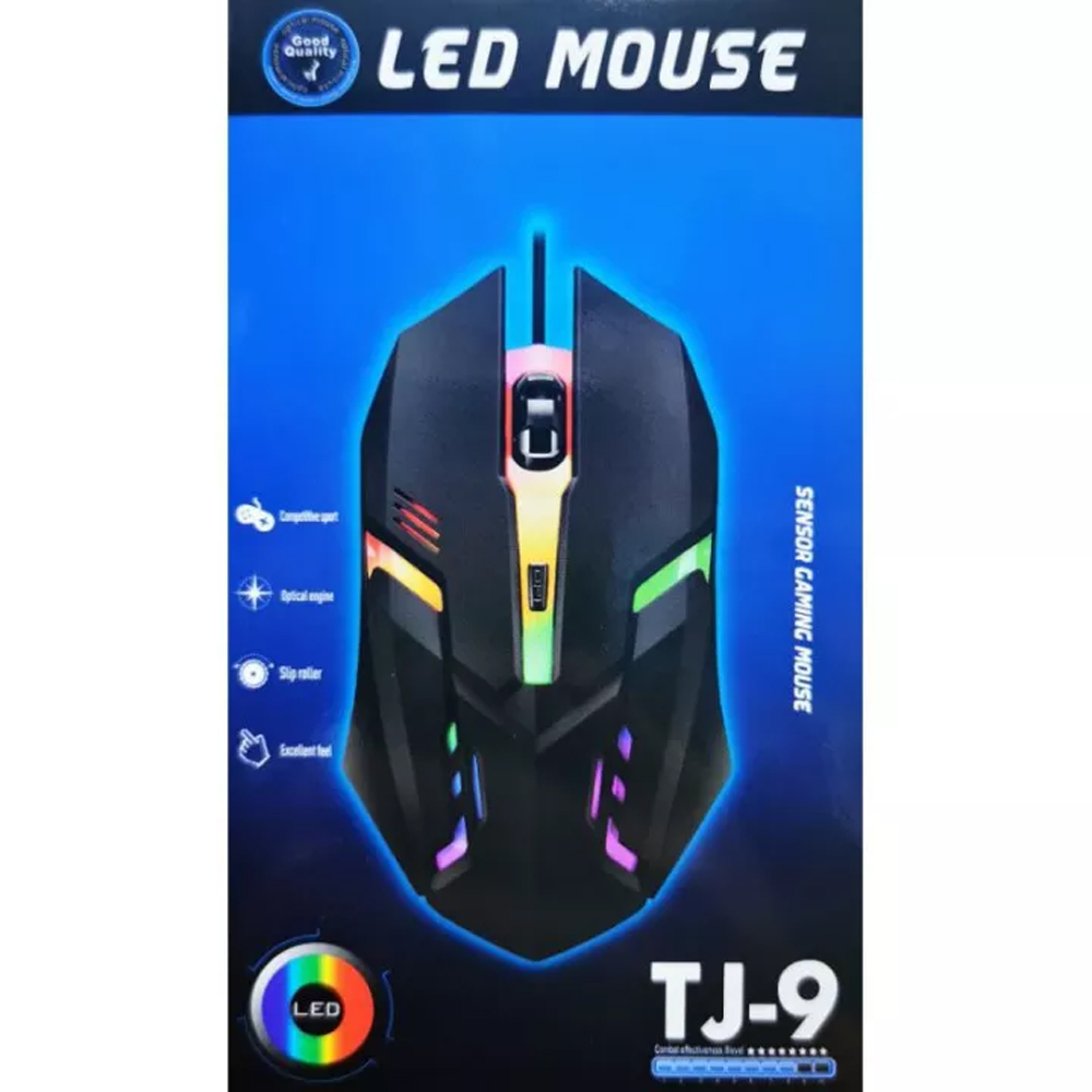 USB LED Wired Optical Gaming Mouse TJ-9 Gaming Mouse, 5V 100mA 3D Scroll Wheel USB Mouse For ...