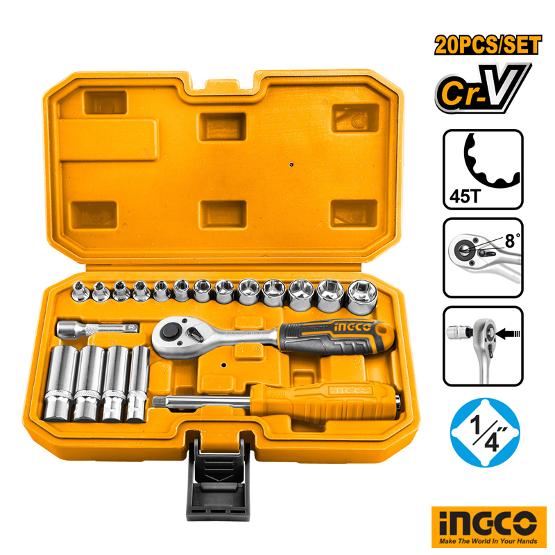 INGCO 20 PCs 1/4" Box Socket Set | Daraz.lk