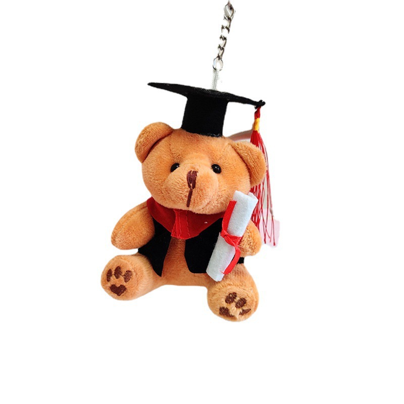 Cartoon Dr. Bear Plush Toy Reading Bear Doll Keychain Pendant Student ...