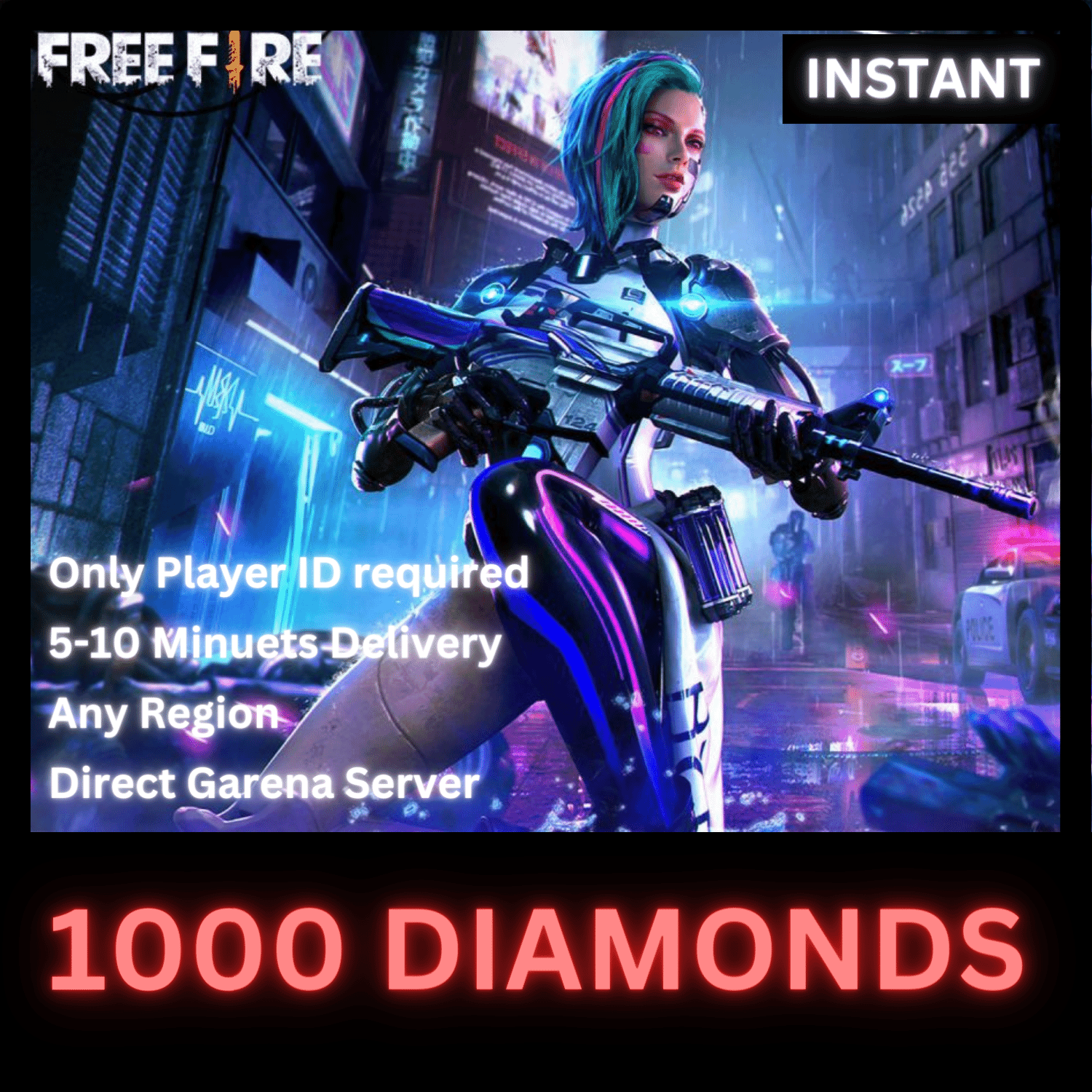 Free Fire 1000 Diamonds Direct Top up - Only Player ID Required ...
