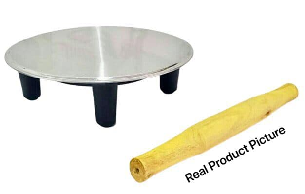 Stainless Steel Chapati POL POT With Wooden Roller | Daraz.lk