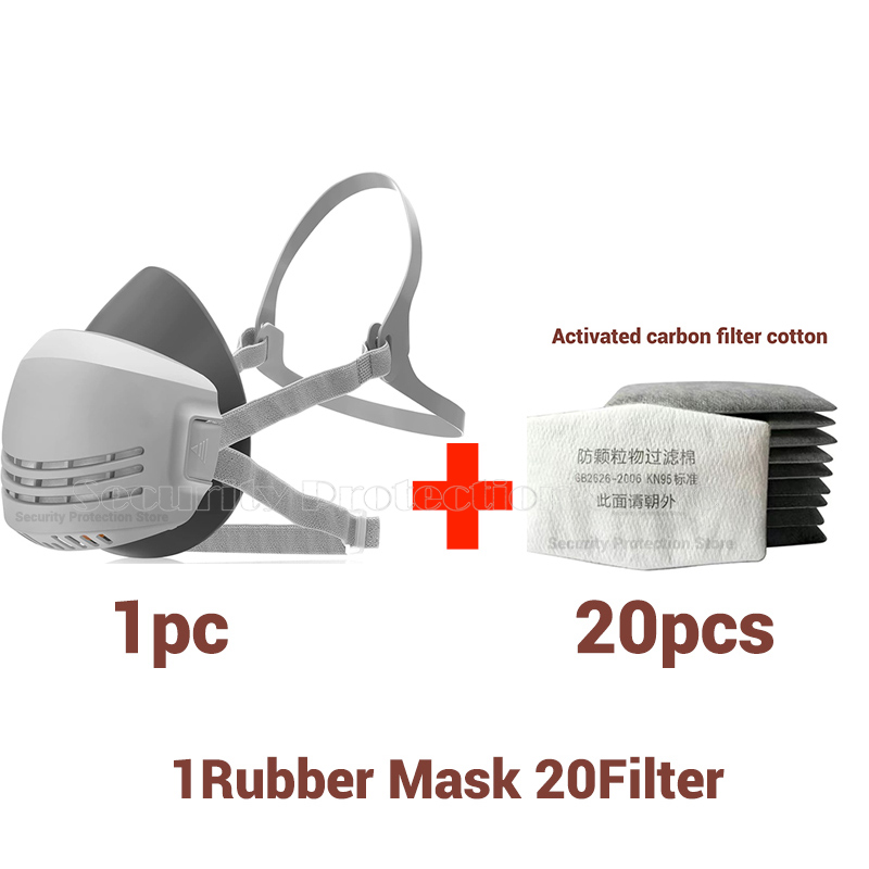 21in1 Dust Mask Carbon Filter Cotton Respirator Half Face Dust-Proof ...