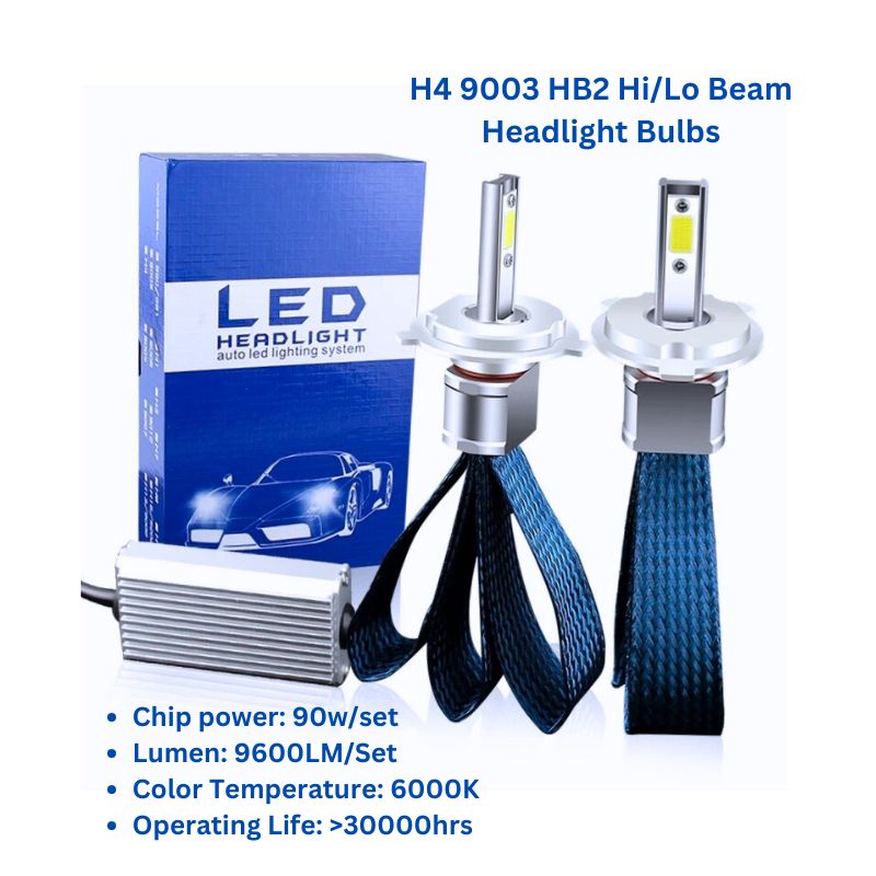 2 PCS H4 9003 HB2 Hi/Lo Beam Car LED Headlight 90W 9600lm Auto Bulb ...
