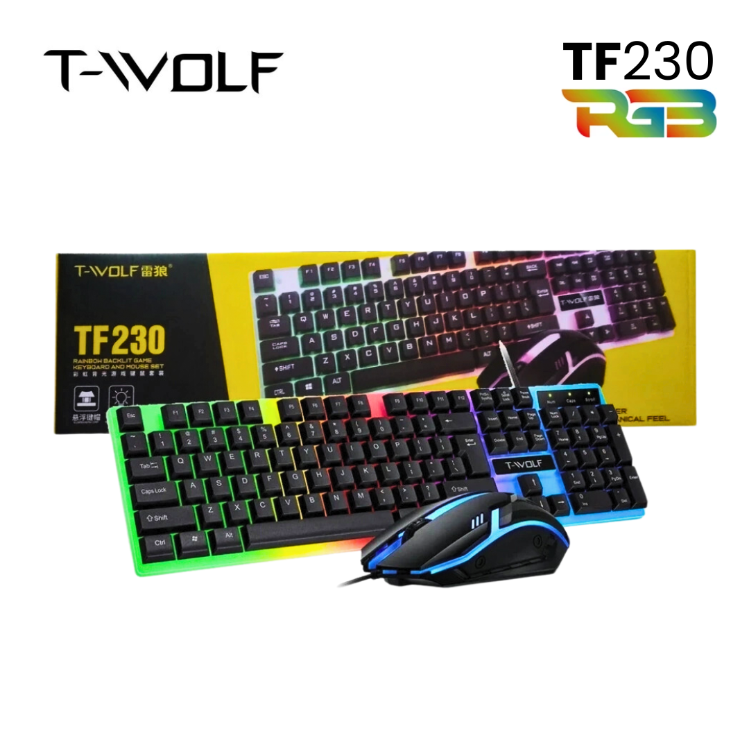 T-WOLF (TF230) Rainbow Backlight Gaming Keyboard (with Mouse) | Daraz.lk