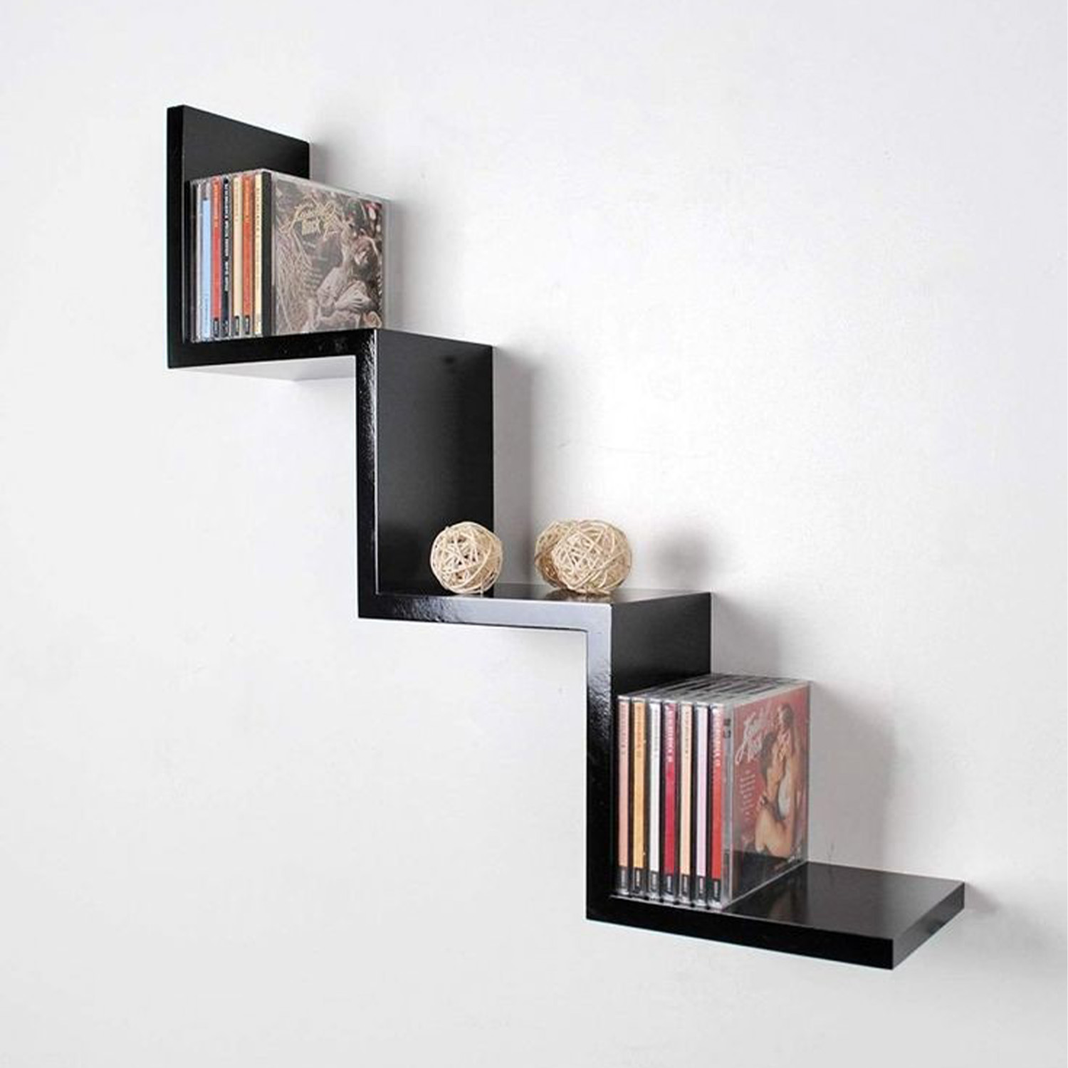 Mr Wood Wave Wall Shelf/ Step Shape Wooden Wall Shelf/ Decorative Cross ...