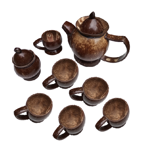 Coconut shell Tea Set, 6 Tea Cups, 1 Jug And Sugar Container. | Daraz.lk