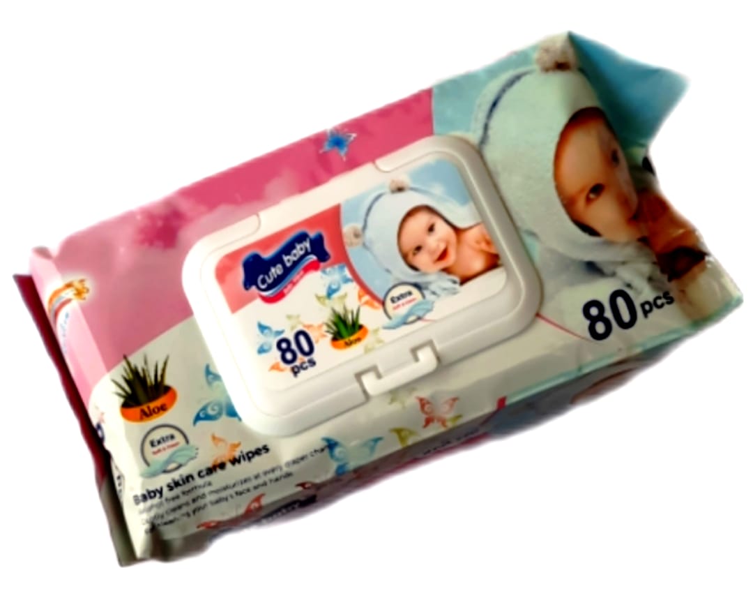 Cute Baby wipes 80 sheets of Cute baby Large sheet wipes / large pack ...