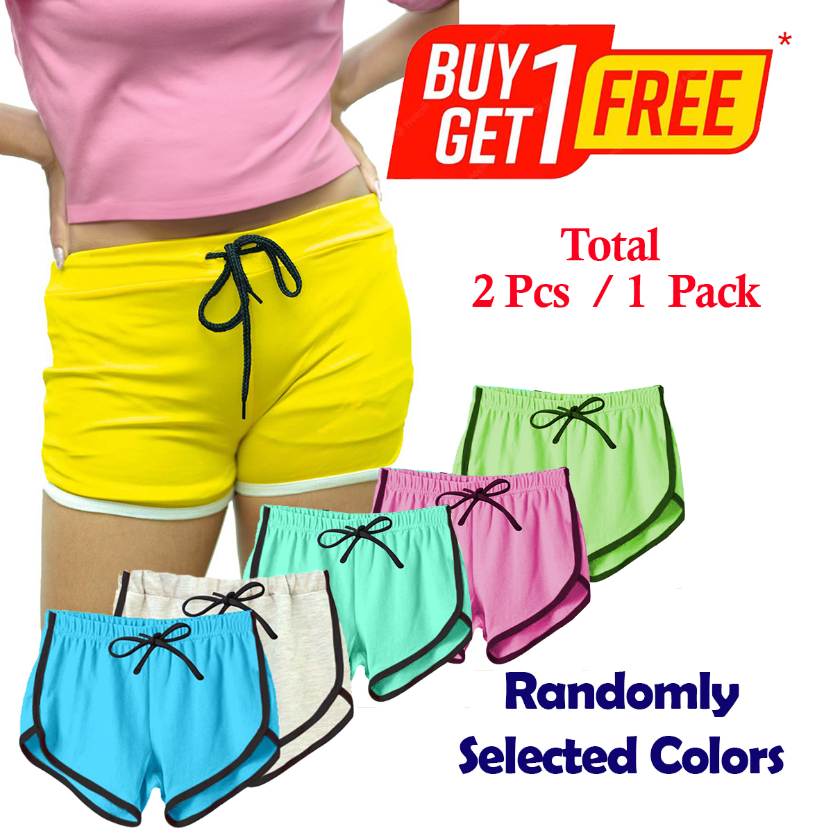 Cotton Hot Shorts for Women – 2-Pack, Random Colors, Comfortable Fit ...