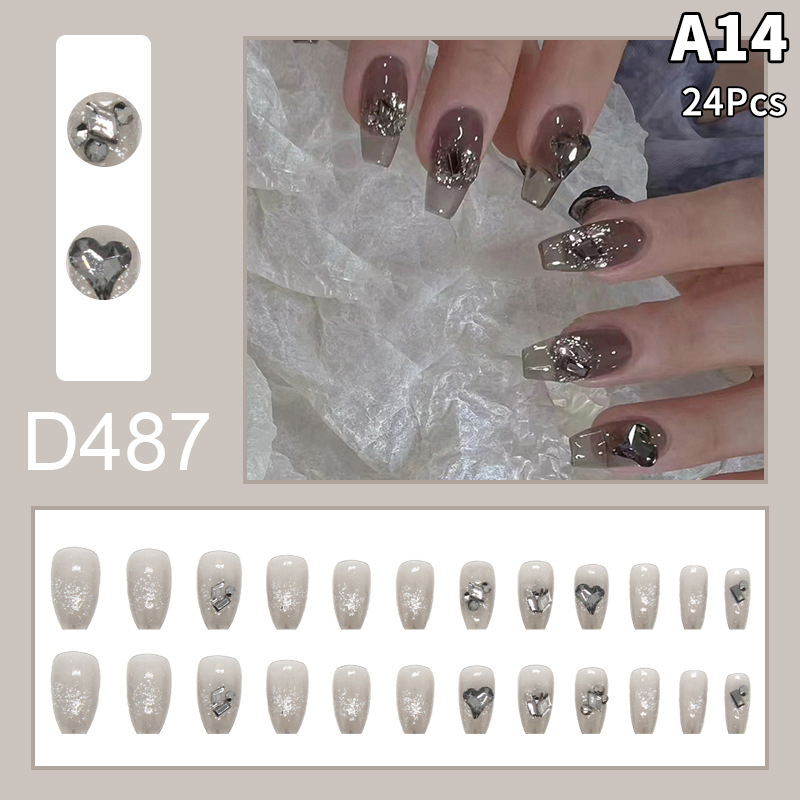 24Pcs French Multiple Styles Fake Nails Press On Nails Gel On Painted ...