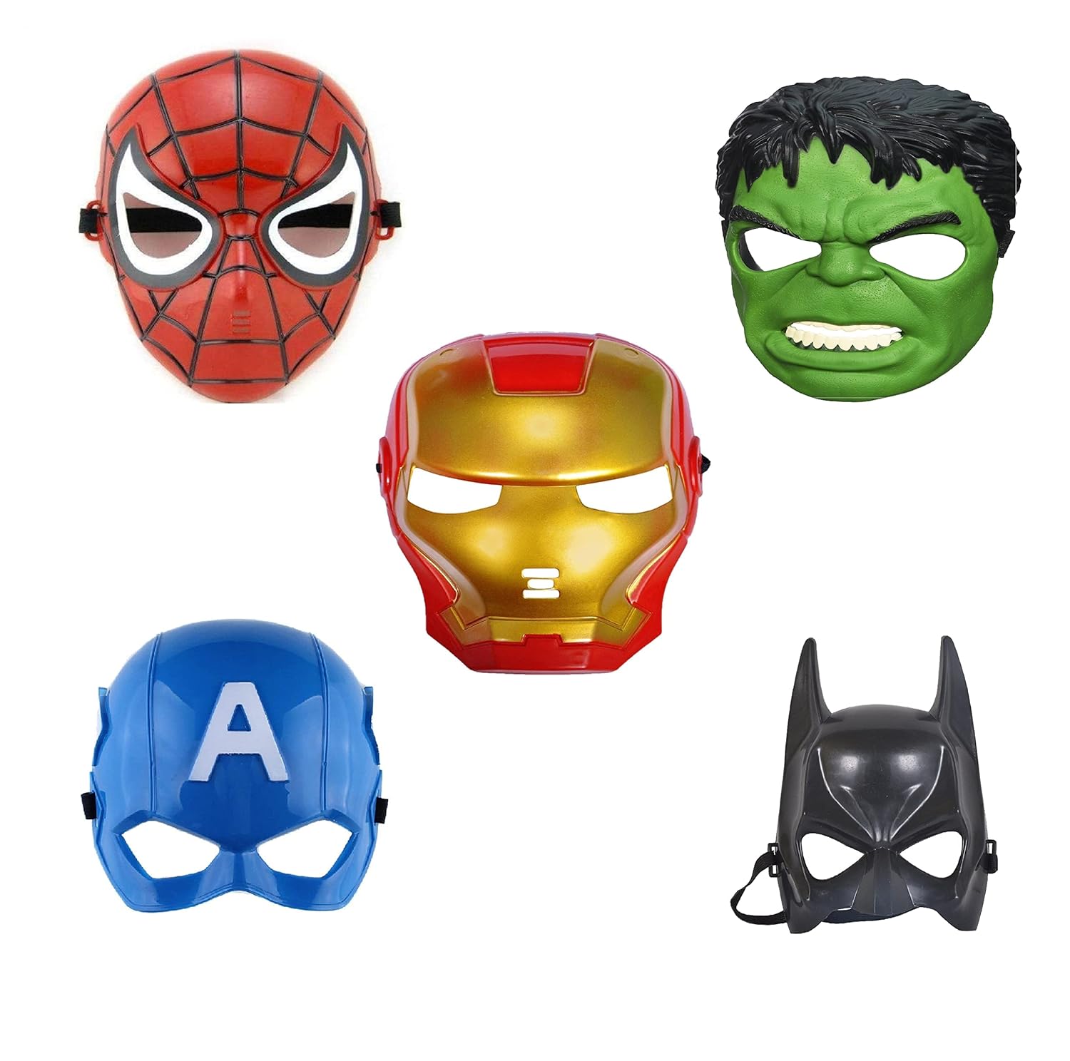 JBD ENT Superhero Cartoon Plastic Mask for Kids- Set of 5 Superhero ...