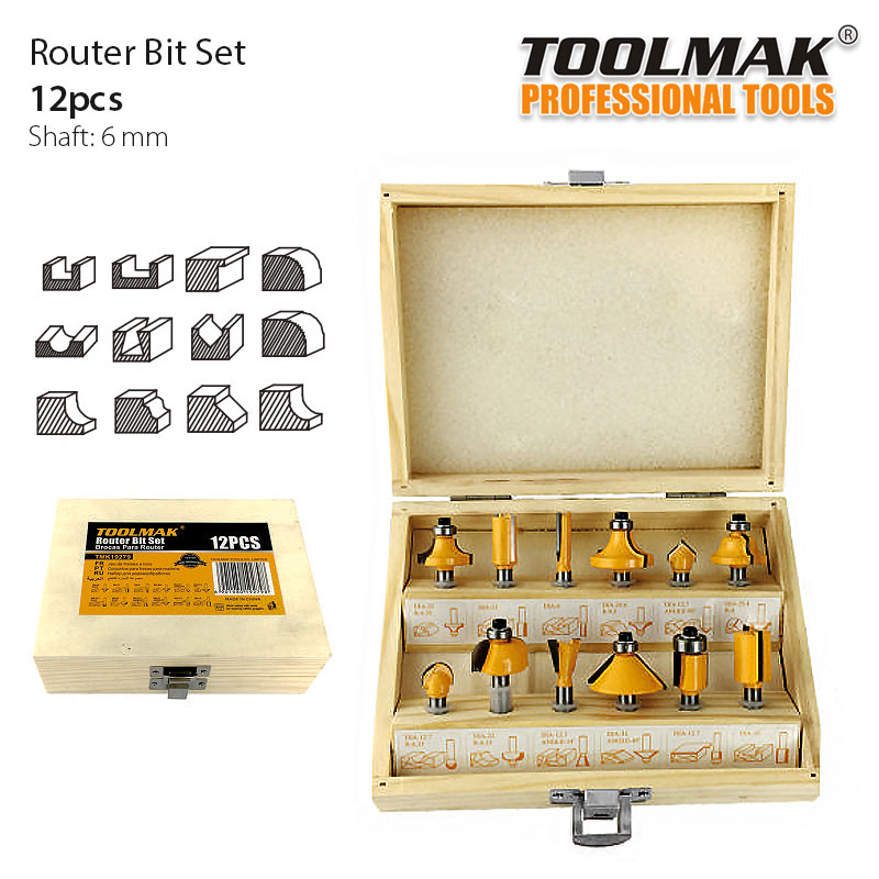 Router Bit Woodworking Set - 12 Pcs - TOOLMAK | Daraz.lk