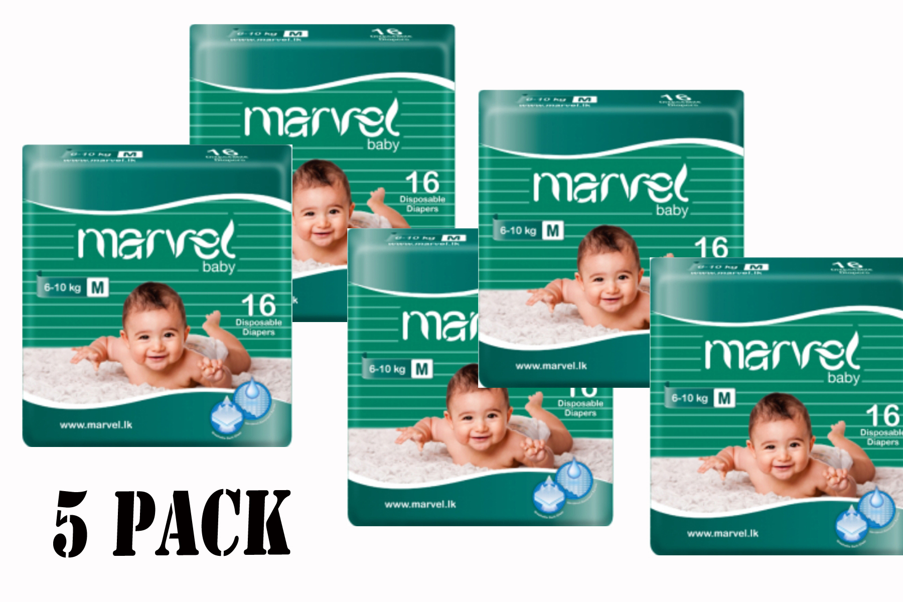 Marvel Baby Diapers - Medium - 16 pcs | Daraz.lk