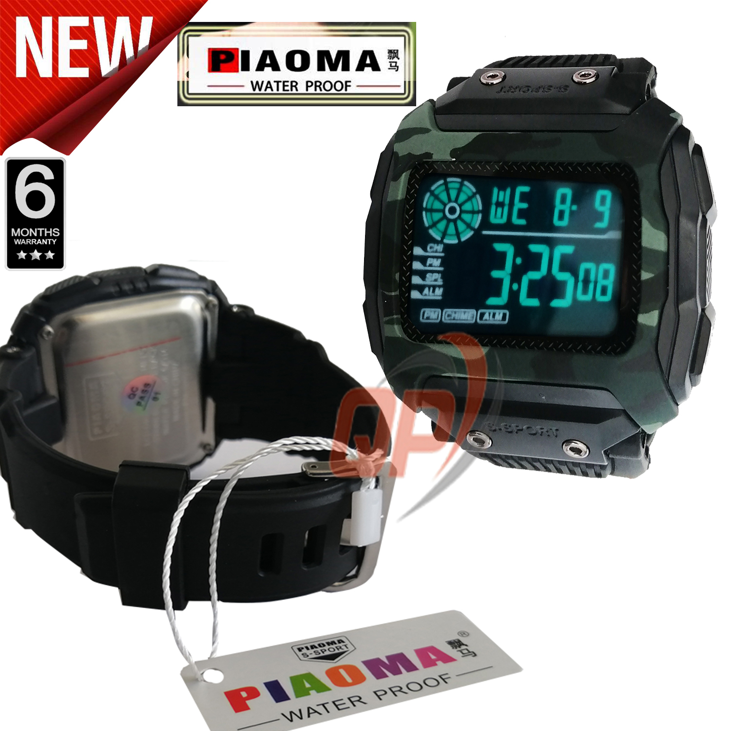 Piaoma Waterproof Series Digital Black Dial Watch for men | Daraz.lk