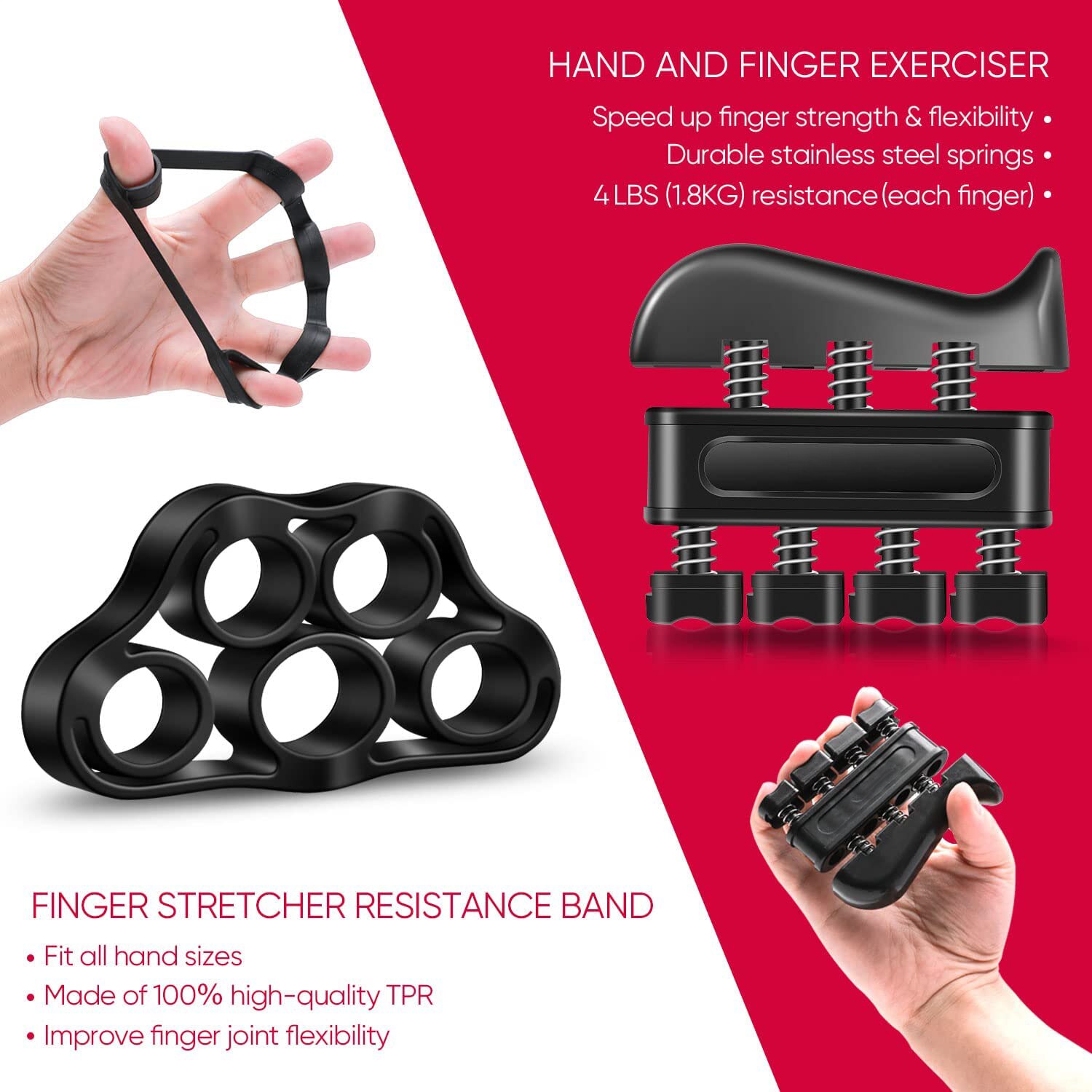 5-60Kg Adjustable Heavy Gripper Fitness Hand Exerciser Grip 5 PCS Hand ...