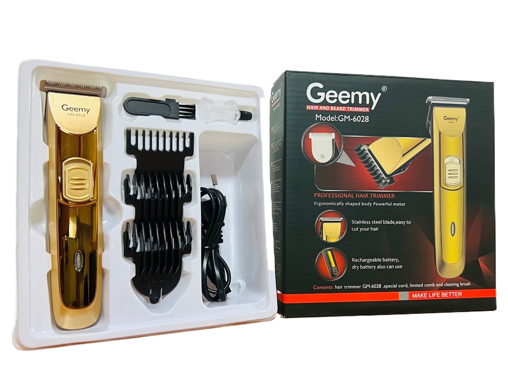 Geemy Gm-6028 Professional Rechargeable Hair Trimmer / Clipper | Daraz.lk