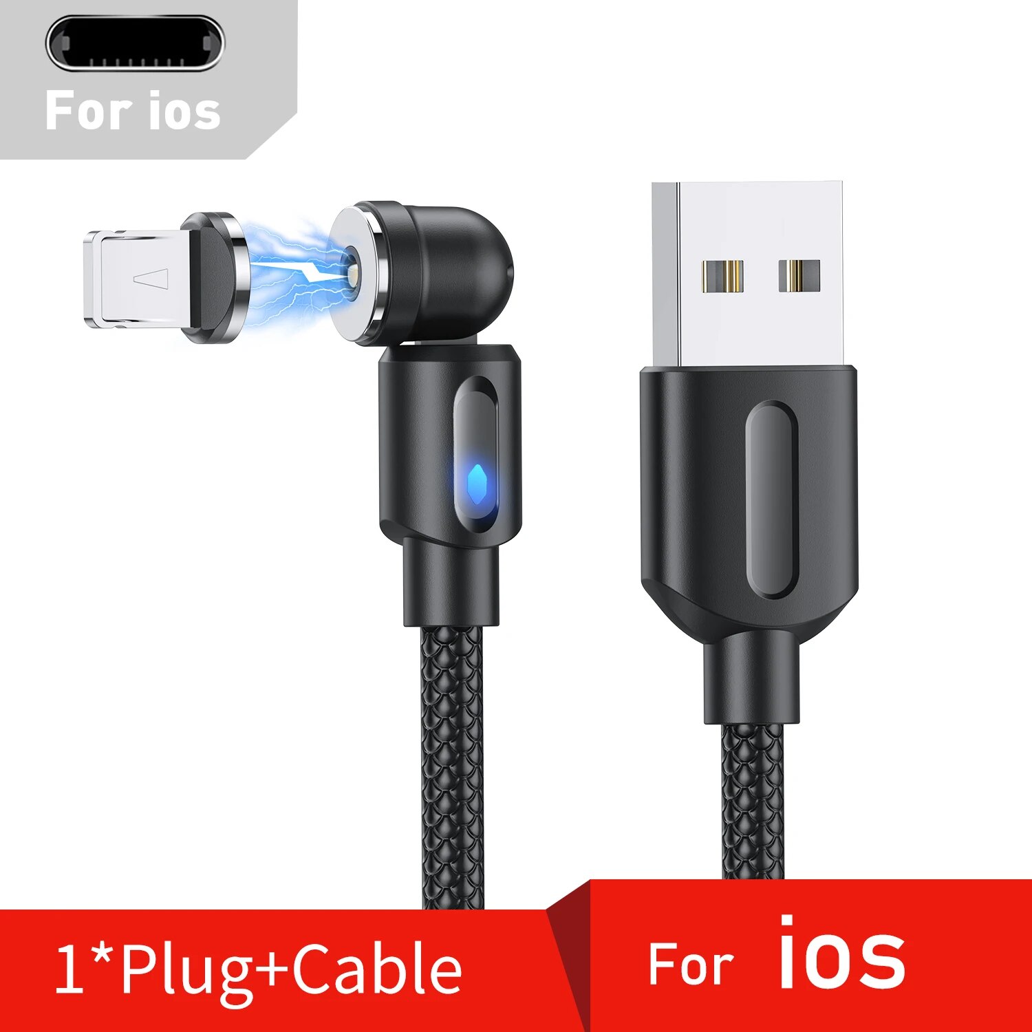 USLION 540 Rotate Magnetic Fast Charging Cable Magnet Charger Micro USB ...