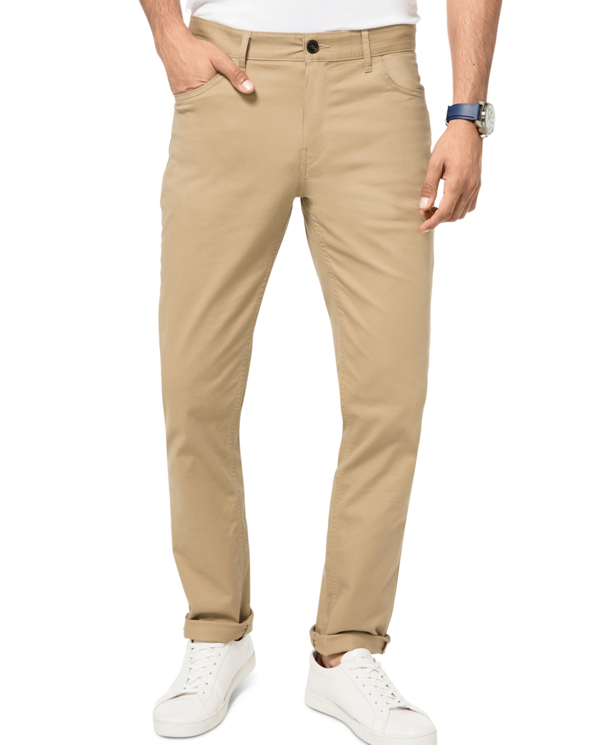 Buy Waist:35 Khaki Mens Slim Fit Twill Office And Casual Pants