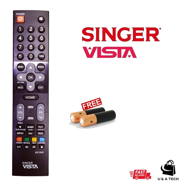 Singer Vista LED/LCD/Smart TV Remote Controller AD1549 & Free Batteries ...