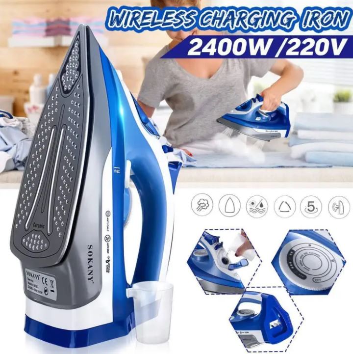 SOKANY 8878C Cordless Wireless Electric Steam Iron 2400W Electric Irons garment Steam Generator ...