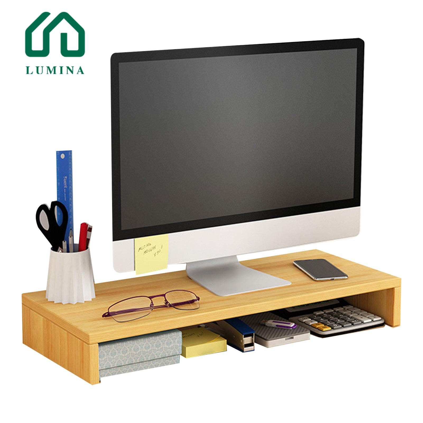 Lumina Ergonomic Monitor Stand Wooden Monitor Stand Riser with Storage ...