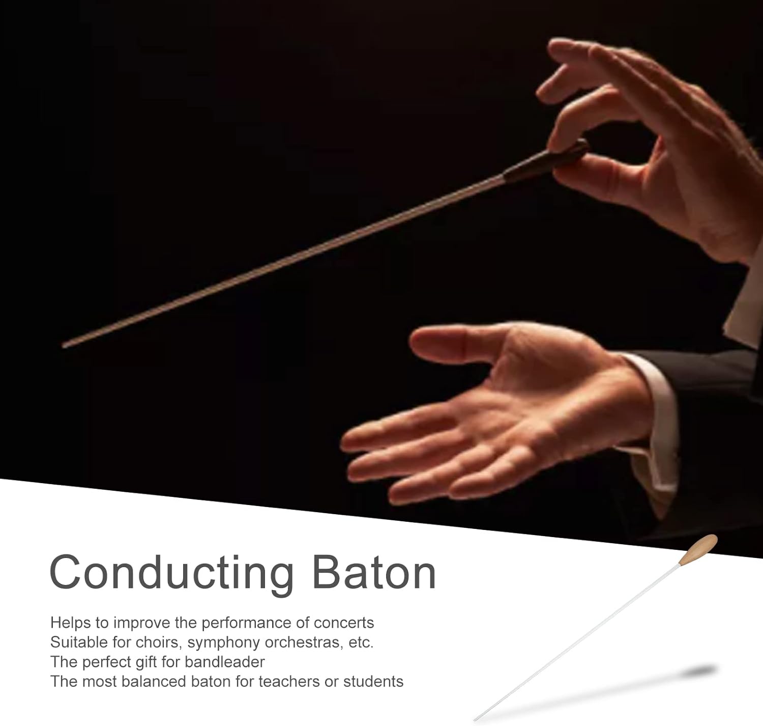 Music Conductor Baton, Wood Handle Orchestra Music Conducting Batons for Symphony Leader Choral ...