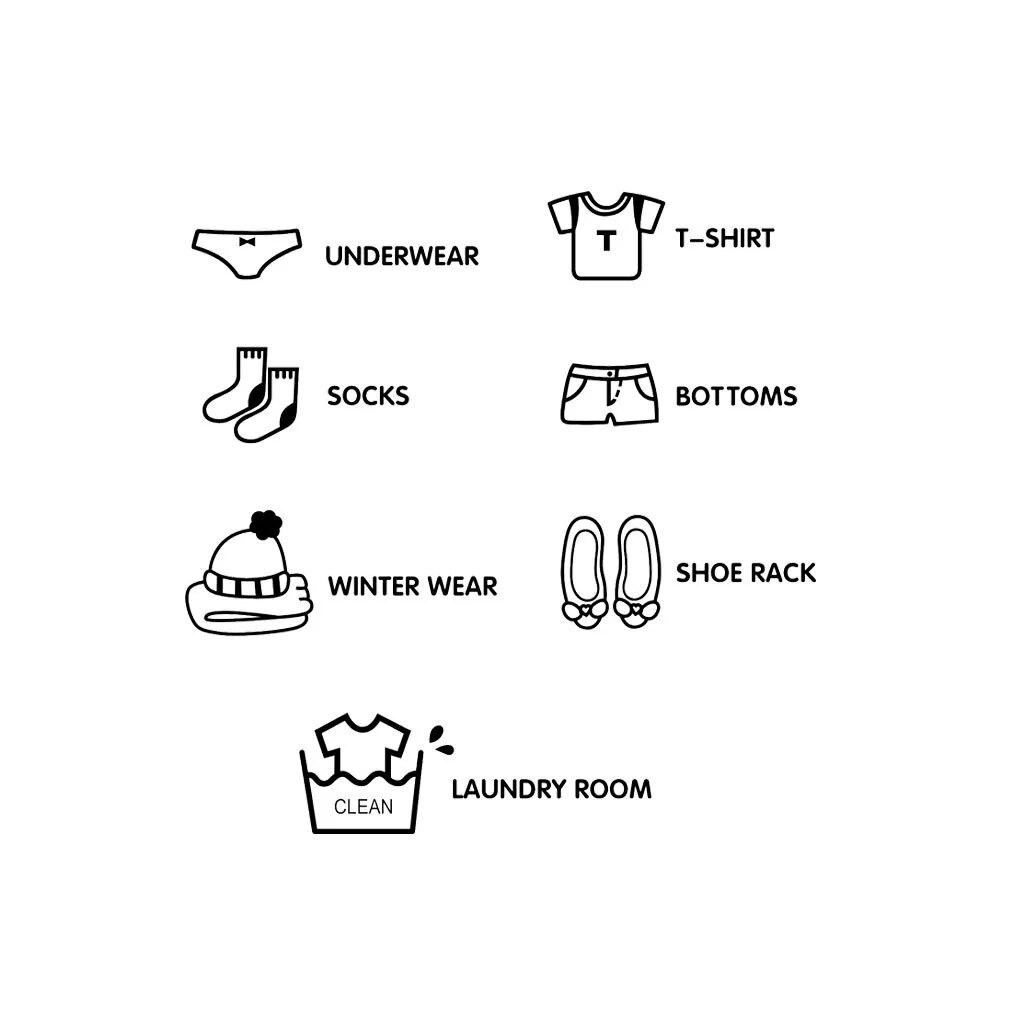 7PCS Removable Wardrobe Stickers Children Dresser Clothing Vinyl ...