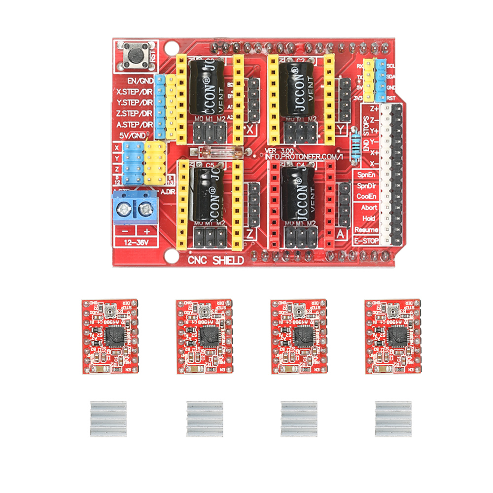 CNC Shield Expansion Board for V3 Engraver + 4pcs A4988 Stepper Motor ...