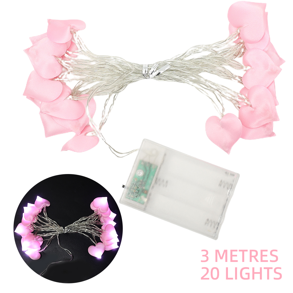 20 Led Love Heart Wedding Decoration String Lights Pink Girl Party Home ...