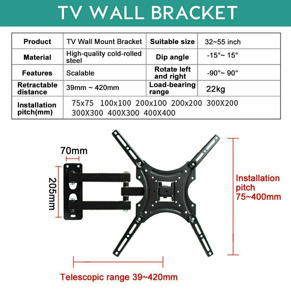 TV Wall Mount Bracket 32-55 Inch LED LCD Full Motion TV Bracket Wall ...