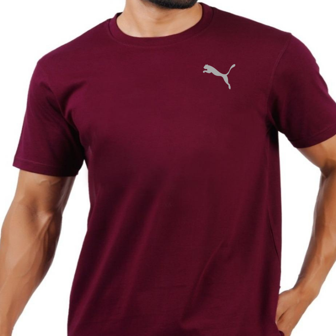 Puma Maroon Color Crew Neck Premium T Shirt for Men and Women | Daraz.lk