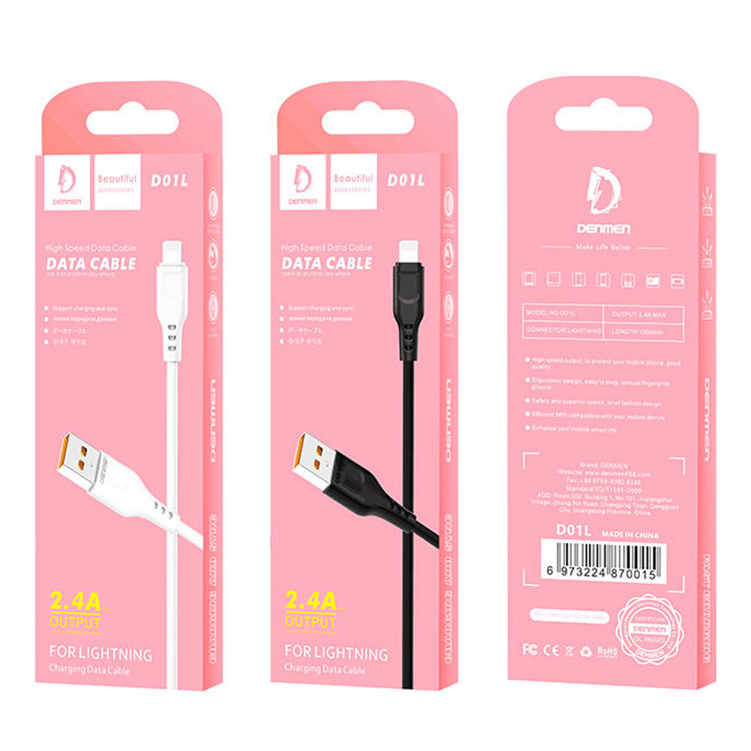 High Speed Denmen Data Cable 2.4A For Type C / Micro USB / Lightning High Quality D01T Safe ...