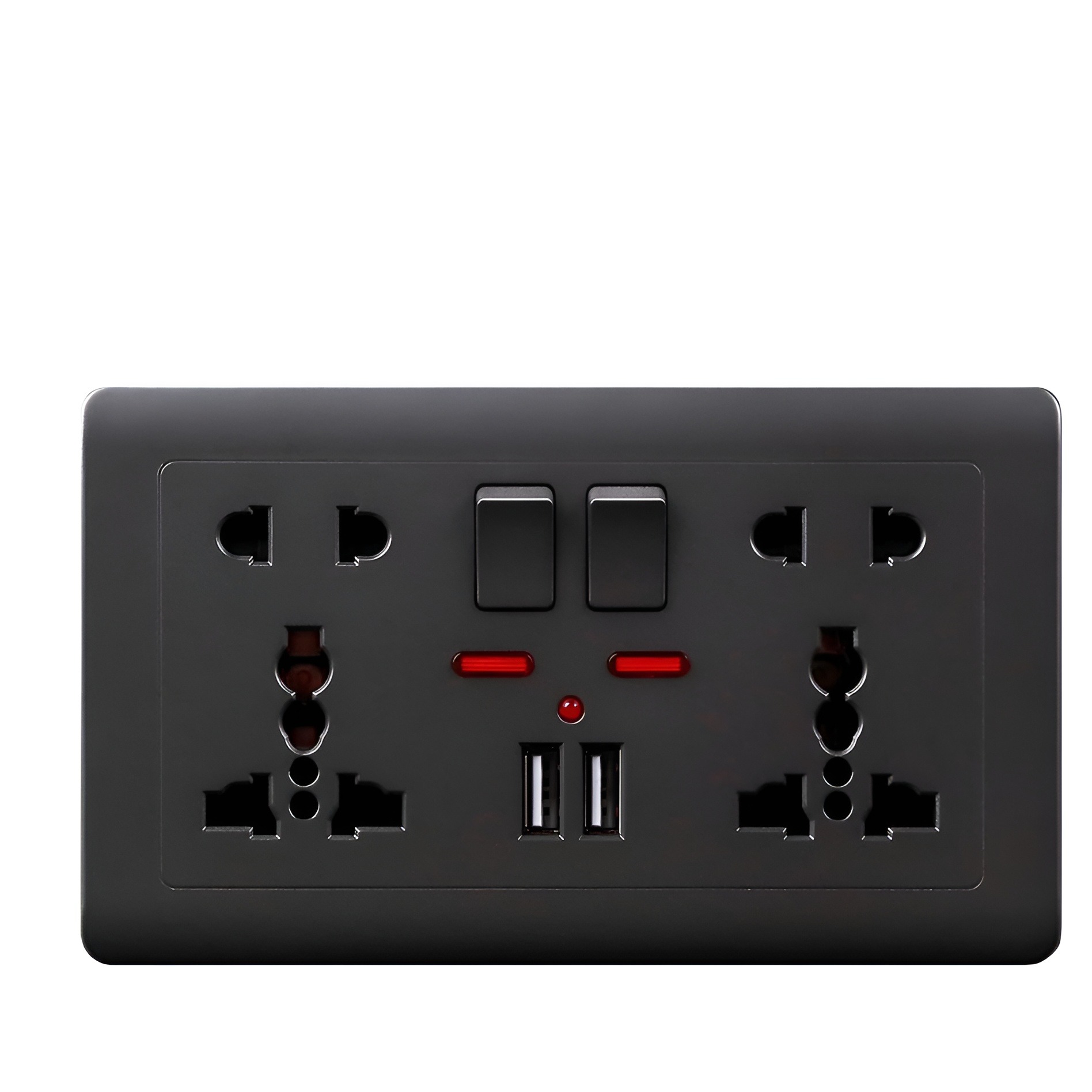 Universal Multi socket Panel 13A 2 Wall Sockets Plug with USB 5V 2.1A ...